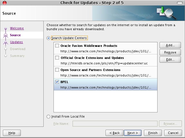 Run like Hell: JDeveloper 11g: Installing BPEL/SOA Suite components via Update Center